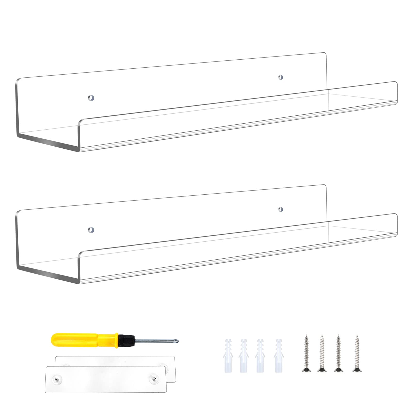 Snapklik.com : PITBVO Clear Acrylic Shelves, 4 Pack 12 Inch Scalloped ...