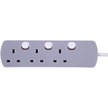 PRO ELEC PELB1751 4 Gang Individually Switched Extension Lead 1m, White ...