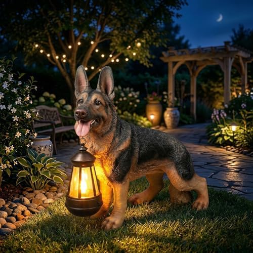 Amazon.com : UNOIRNM Loyal German Shepherd Outdoor Decor - Sitting Dog ...