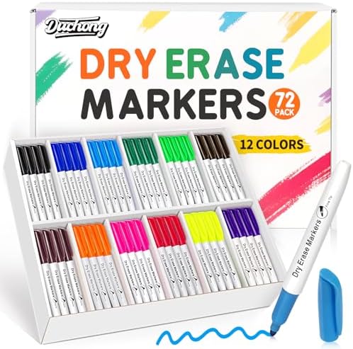 Amazon.com: Duchong 72 Count Dry Erase Markers Bulk, 12 Assorted Colors ...