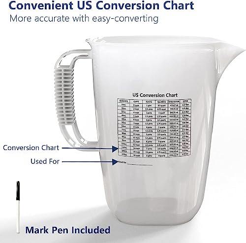 Snapklik.com : 1 Gallon 134oz Measure Pitcher,US Conversion Chart ...