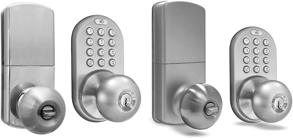 MiLocks Keyless Entry Door Lock Bundle with Digital Door Knob (Satin ...