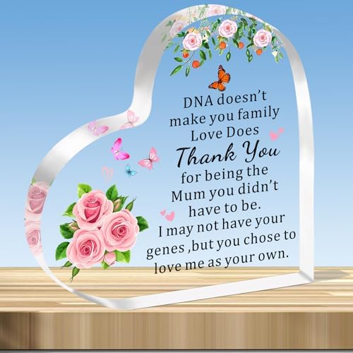 JMIMO Step Mum Gifts Step Mum Acrylic Heart Plaque Christmas Birthday ...