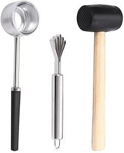Amazon.com: Libcflcc Coconut Opener Tools with Hammer, 3pcs Coconut ...