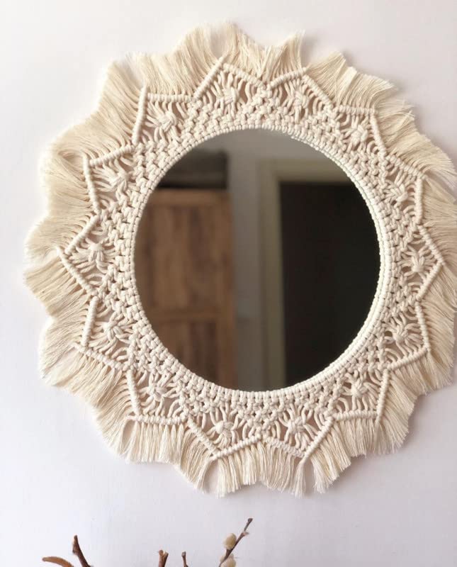 RAINBOW HOMES Bohemian Style Macrame Wall Mirror,Handmade Hanging Wall ...