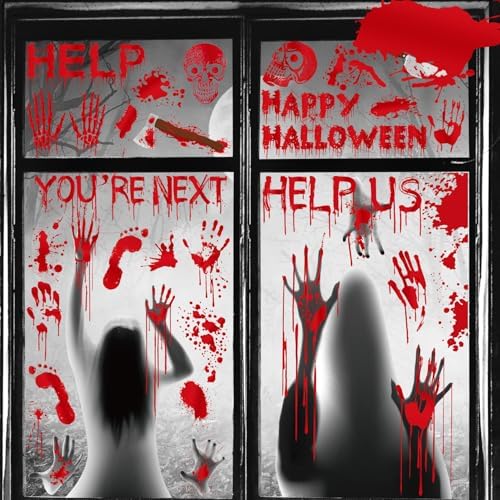 Amazon.com: Halloween Bloody Drip Splatter Window Gel Clings - Pack of ...