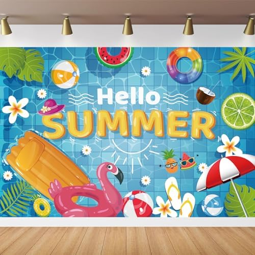Amazon.com : ZTHMOE 72x43inch Hello Summer Backdrop Summer Hawaiian ...