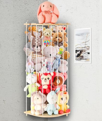 Amazon.com: Jtksfcl Stuffed Animal Storage Wood Corner Plush Toys ...