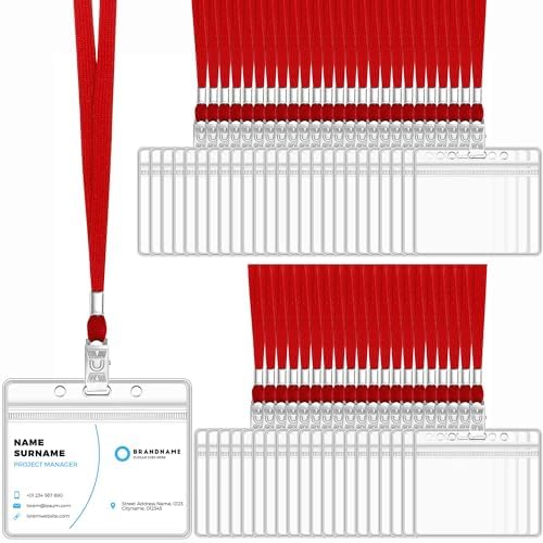 Amazon.com : Geyoga 150 Pack Clear Name Tag Card Holders with Lanyards ...