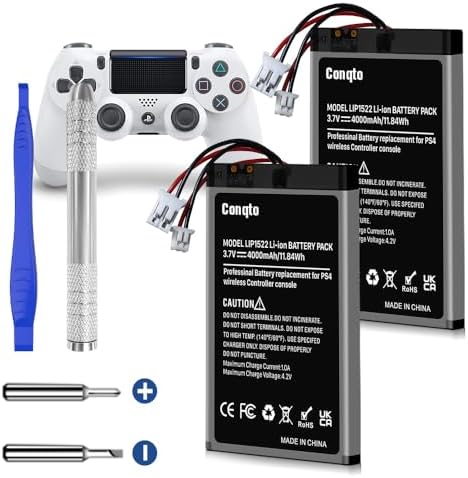 Amazon.com: [4000mAh] (2 Pack) Battery for PlayStation 4 Controller ...