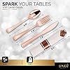 Amazon.com: SparkSettings Rose Gold Plastic Silverware - 50 Pre Rolled Napkin and Cutlery Set ...