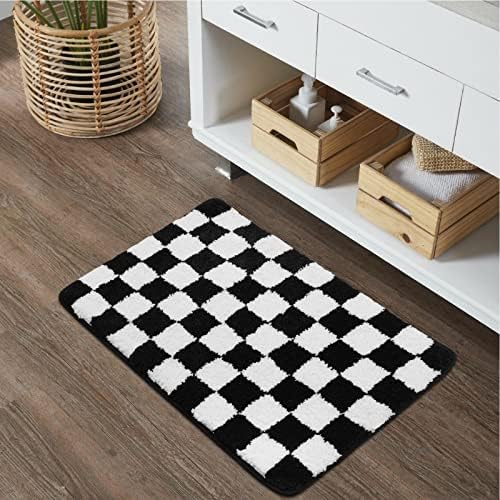 Amazon.com: Kaupuar Bath Rug Checkered Bath Mat Minimalist Style ...