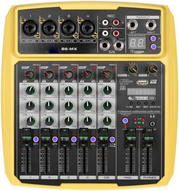 XWWDP B6-MX Portable 6-Channel Sound Card Mixing Console Audio Mixer ...