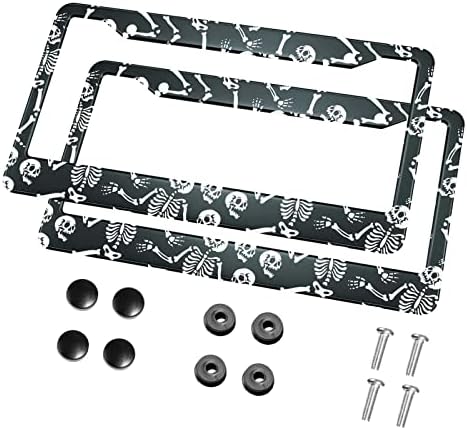 Amazon.com: HOSNYE Skeletons License Plate Frame Black 2 Pcs Human ...