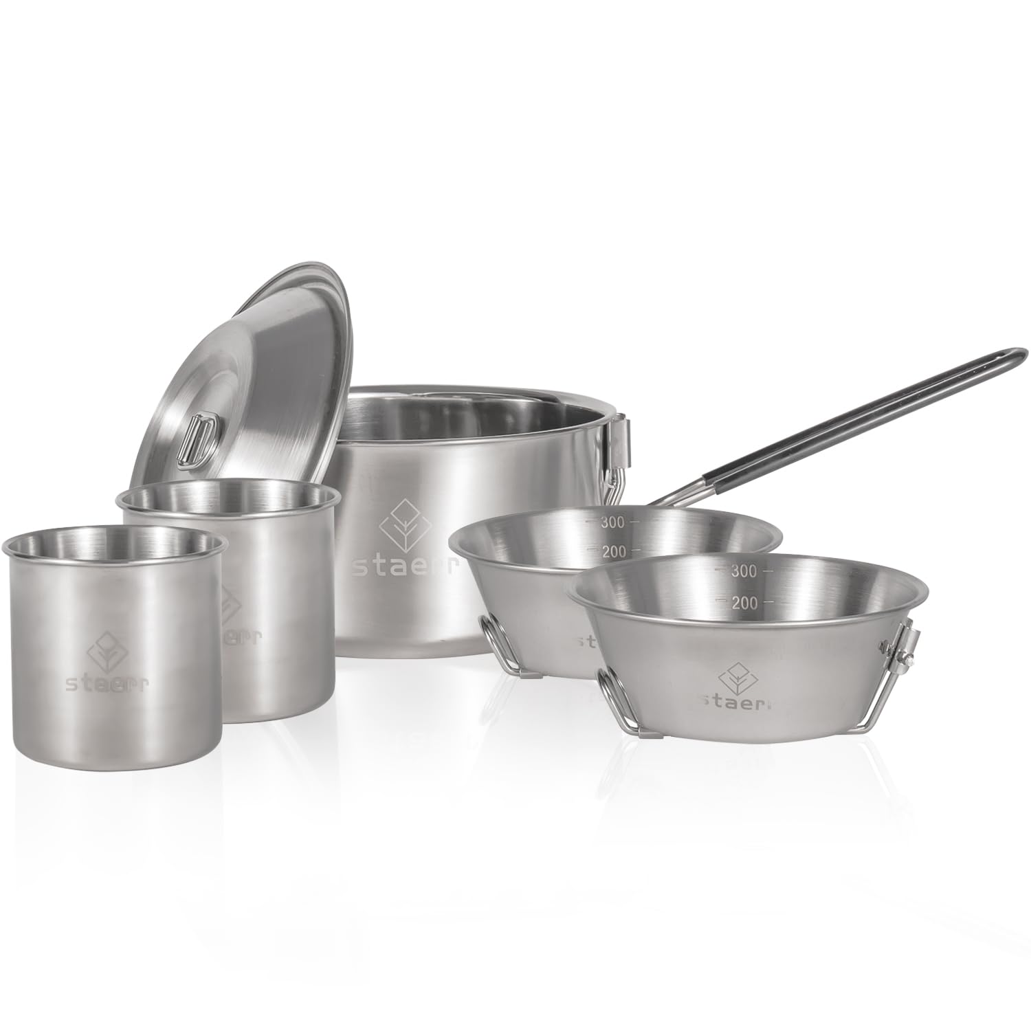 Camping Cookware Stainless Steel Mess Kit for Campfire Cooking, Travel ...