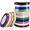 16 Rolls Fabric Ribbon Silk Satin Roll, 10 mm Wide Satin Ribbon Fabric ...