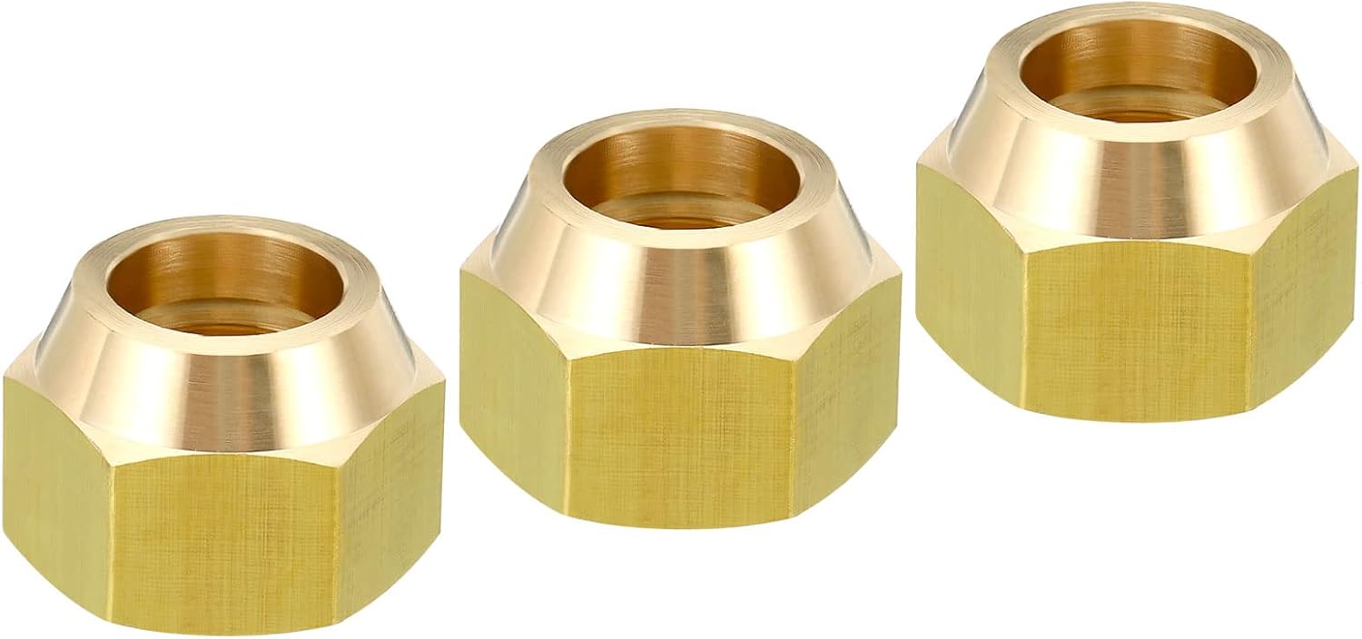 Amazon.com: PATIKIL 5/8 SAE Thread Brass Flare Nut, 3 Pack 45 Degree ...