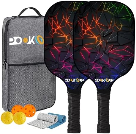 Premium Fiberglass Pickleball Set - Blue/Black, 2-Pack Paddles for ...