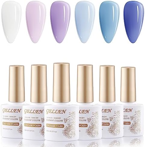 Amazon.com: GELLEN Gel Nail Polish Set - 6 Colors Jelly Gel Polish Set ...