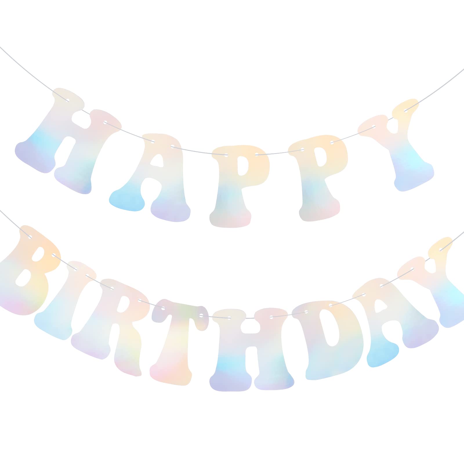 Amazon.com: CCINEE Iridescent Happy Birthday Foil Banner, 5 Ft Bday ...