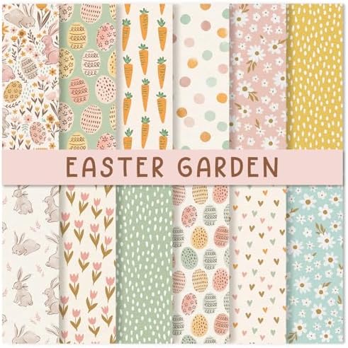 Amazon.com : JarThenaAMCS 24 Sheets Easter Pattern Paper Bunny Rabbit ...