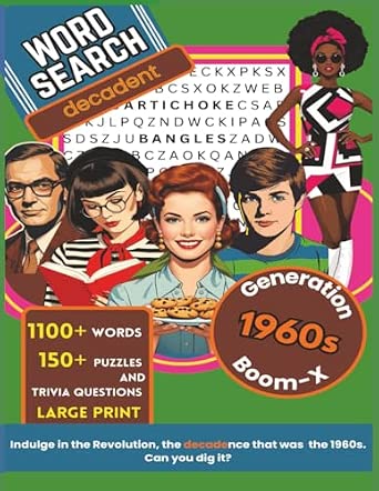Word Search Decadent 1960s Generation Boom-X: 8.5 x 11 inches| 130 ...