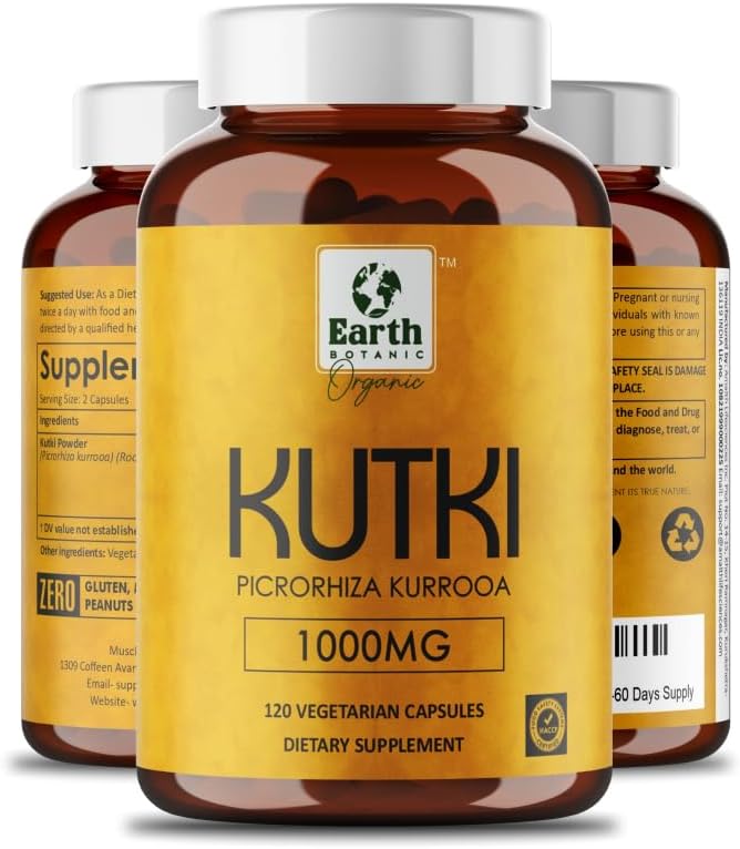 Amazon.com: Earth BOTANIC Organic Kutki Root Powder 1000mg 120 Capsules ...