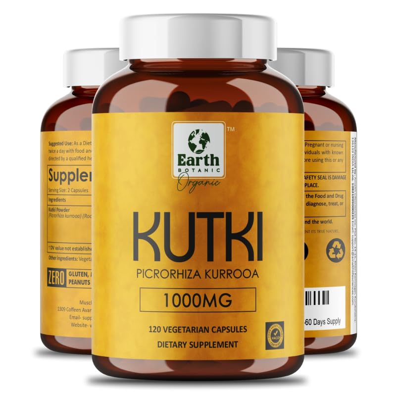 Amazon.com: Earth BOTANIC Organic Kutki Root Powder 1000mg 120 Capsules ...