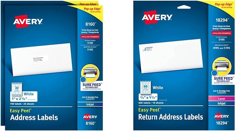 Avery Easy Peel White Address Labels For Inkjet 55 OFF