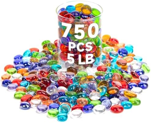 Amazon.com: 5 LB Mix Color Glass Beads, Mini Flat Glass Marbles~750PCS ...