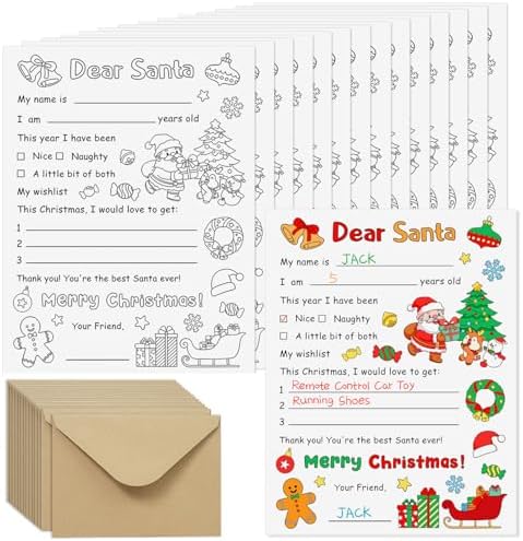 Amazon.com : 75 Pcs Letter to Santa Christmas Wish List Writing Kit 15 ...