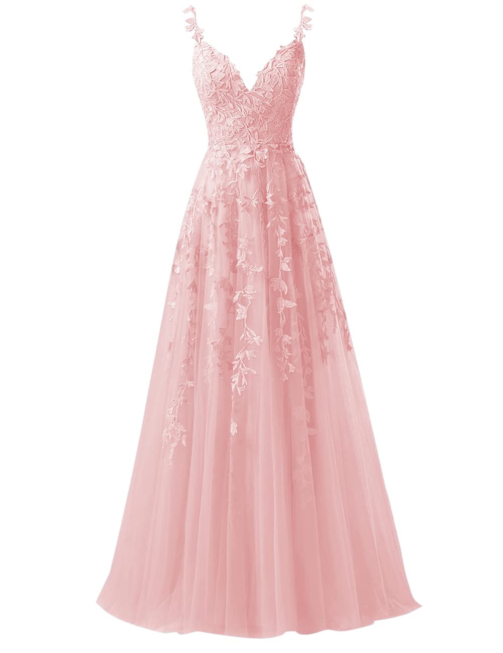 Snapklik.com : WilFiks Spaghetti Straps V Neck Tulle Prom Dress Long A ...