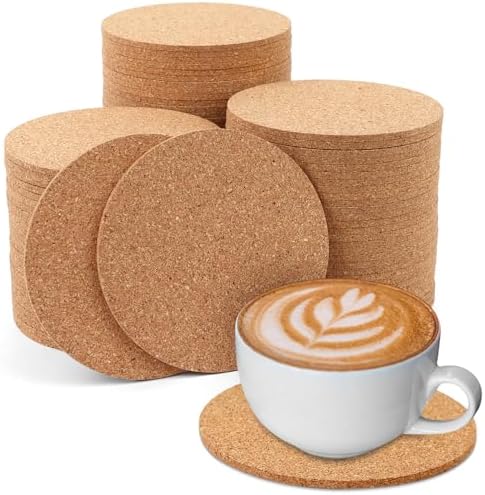 Amazon.com: 100 Pcs Cork Coasters for Drinks 4 Inch Absorbent ...