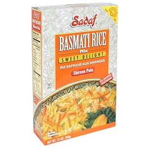 Amazon.com : Sadaf Basmati Rice Shireen Polo, Sweet Almond Pistachio ...