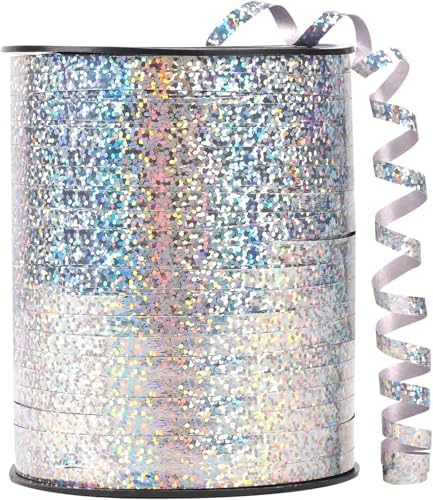Amazon.com: HimBen 500 Yards 3/16" Shiny Laser Curling Ribbon Silver ...