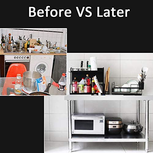 FIDOOVIVIA kitchen Catering Table Stainless Steel Double Deck Tables ...