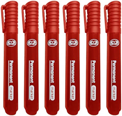 JMS we create smile (Pack of 6) Red Permanent Markers Thick Bullet Tip ...