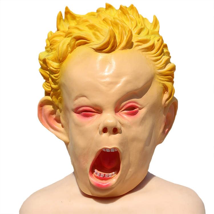 Latex Party Mask Realistic Human Face Funny Crying Baby Joker Scary ...