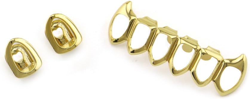 Amazon.com: Huliyhus 18K Gold Plated Hip Hop Teeth Grillz Caps Open ...