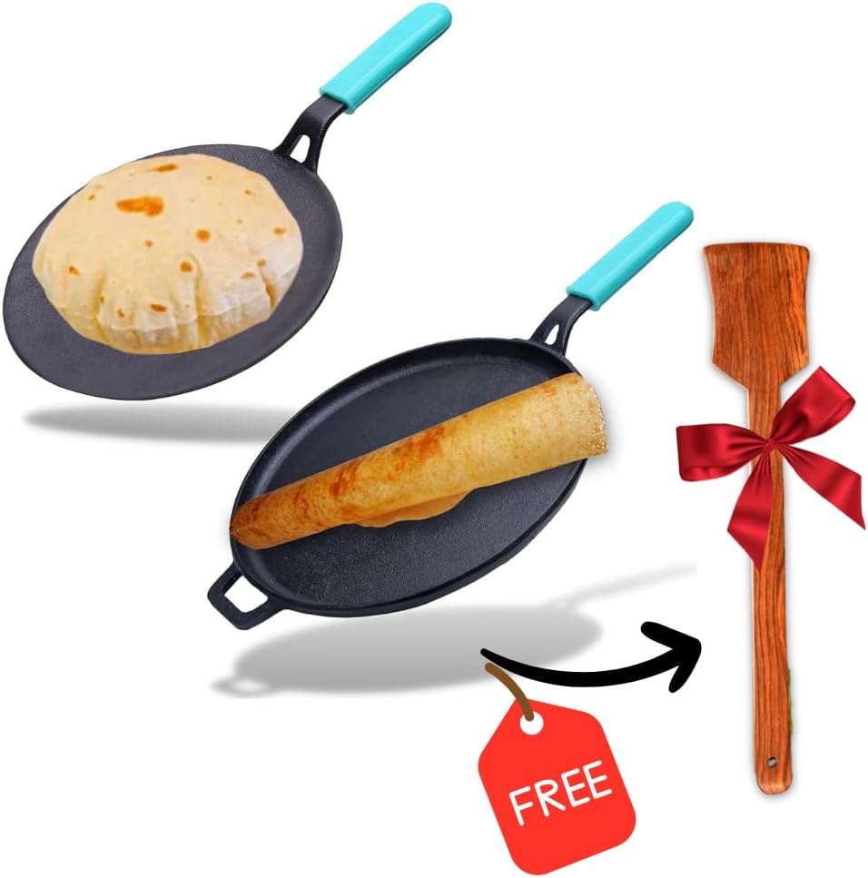 Buy TRILONIUM Cast Iron Concave Roti - Dosa Tawa 28 Cms | 11 Inches ...
