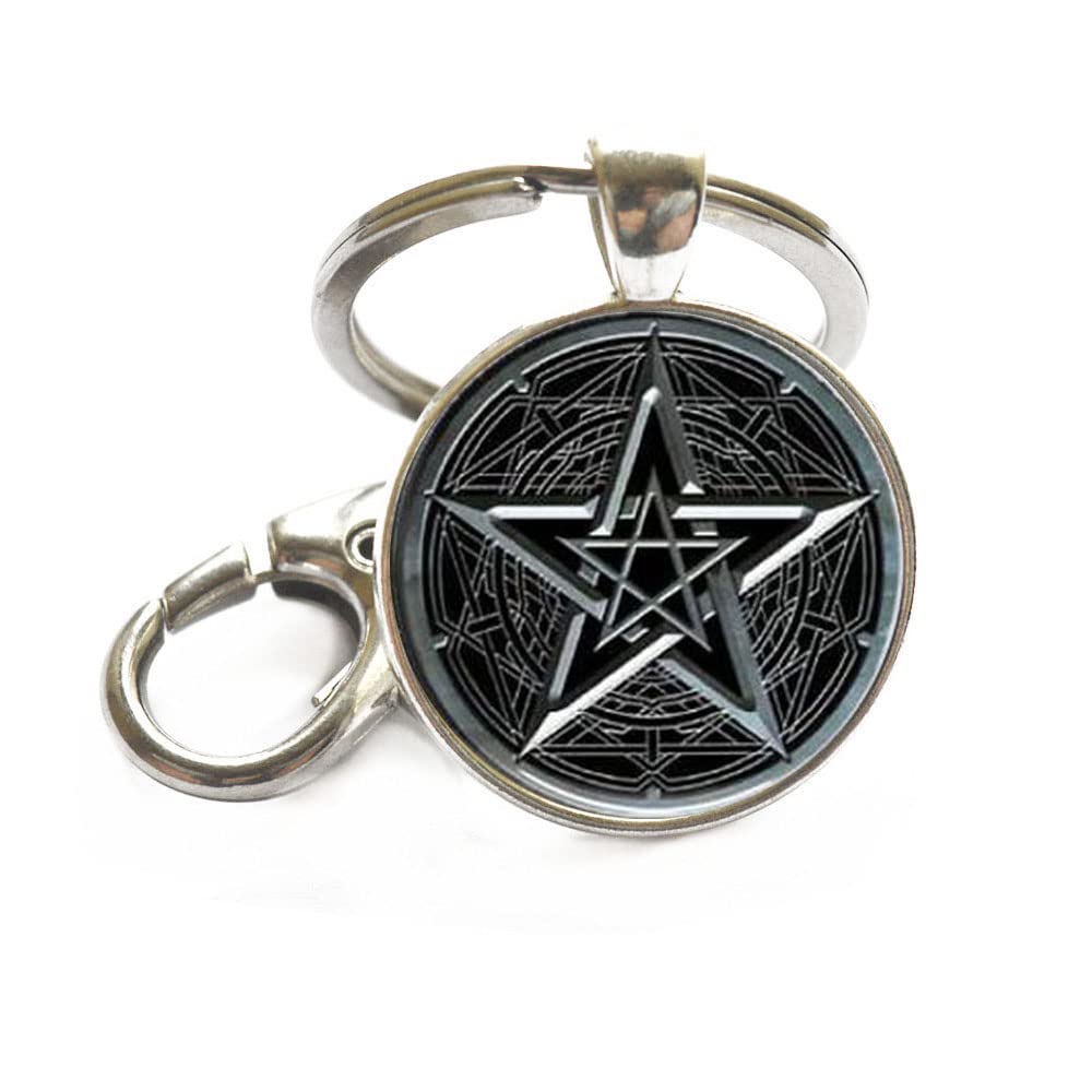 Amazon.com: pentacle Keychain wicca protection amulet Pentagram ...