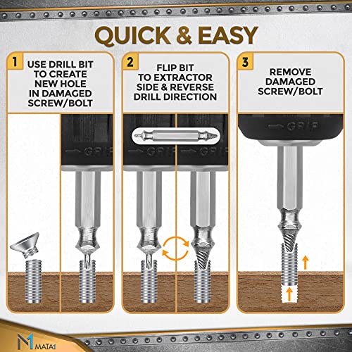 Double-Sided Screw Extractor Set (6 pc, Stainless Steel), Stripped ...