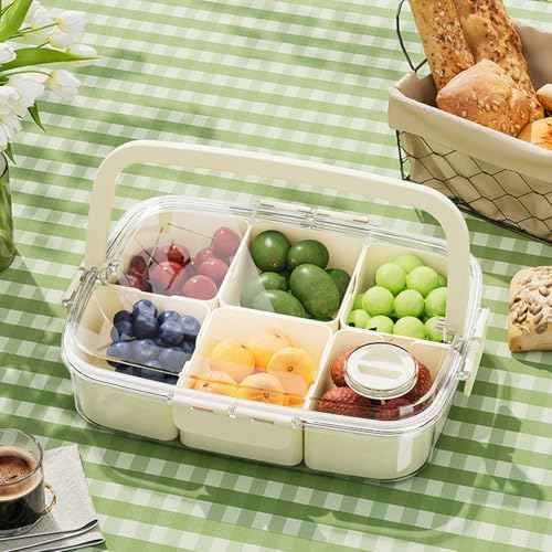 Amazon.com | Snack Tray with Lid & Handle, Portable Snackle Box ...