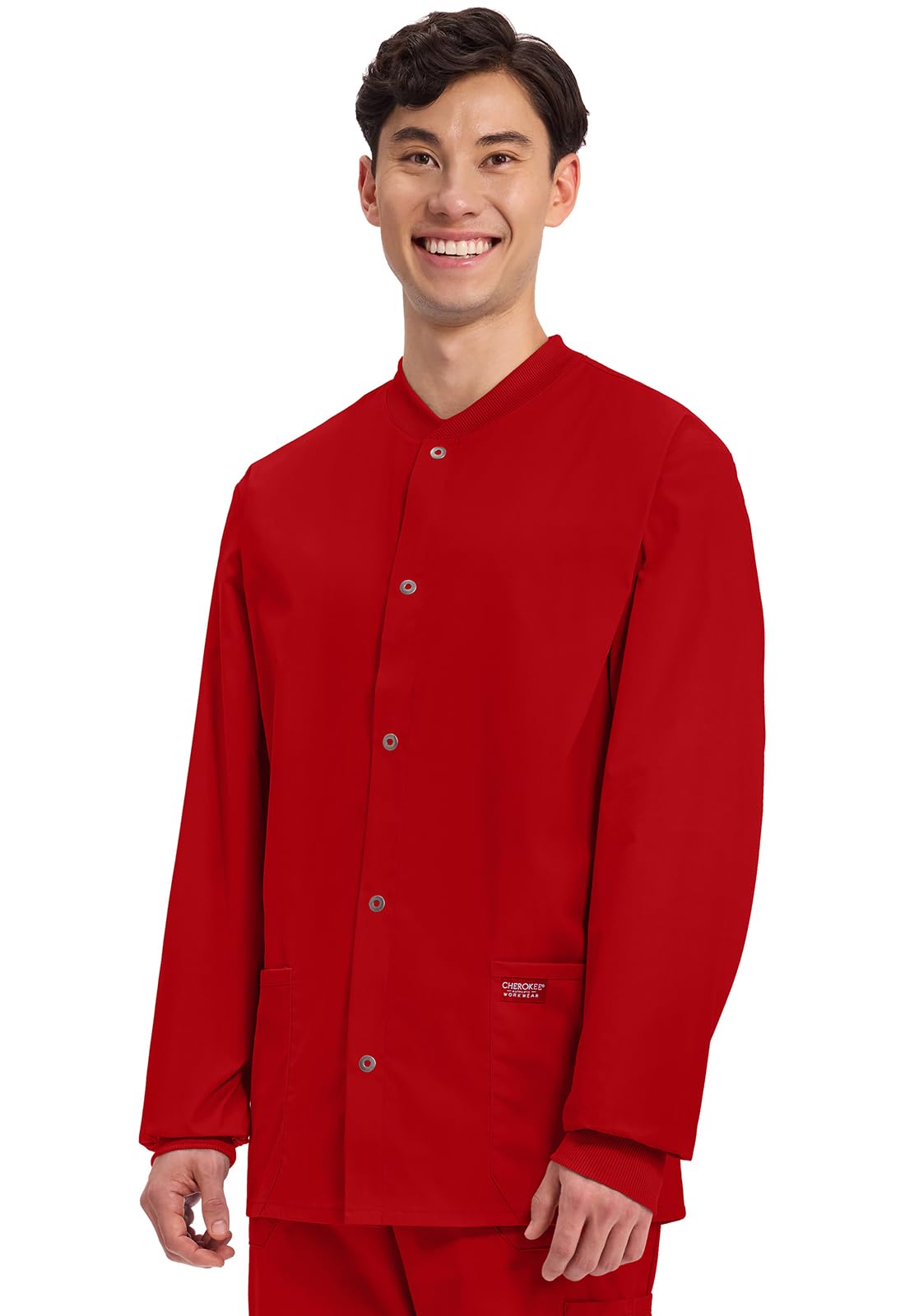 Snapklik.com : Cherokee Mens Scrub Jacket Snap Front Medical