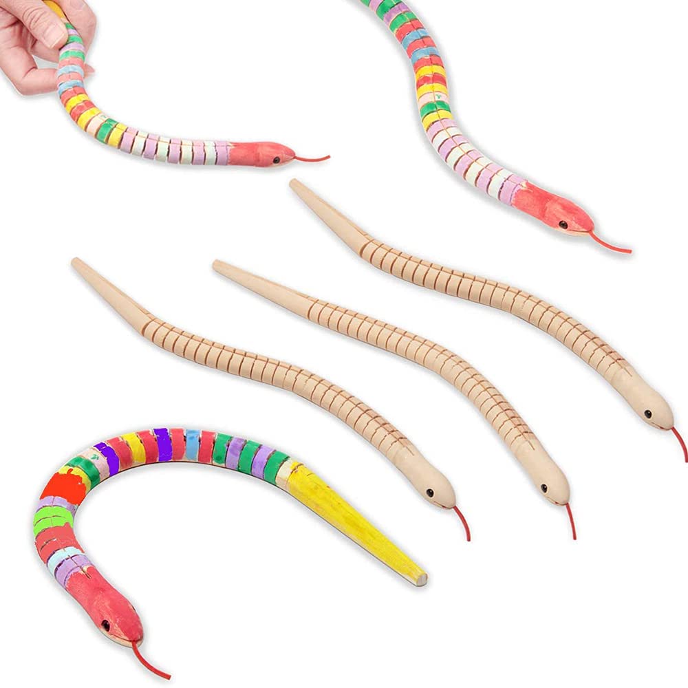 FTEYJEUIOTY 10Pcs 12 Inch Unfinished Wooden Wiggly Snakes Jointed ...