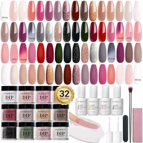 Amazon.com: AZUREBEAUTY Dip Powder Nail Starter Kit Brown Nude Pink ...