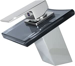 Black Square Glass Waterfall Bath Basin taps : Amazon.co.uk: DIY & Tools