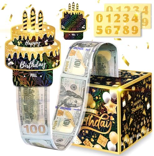 Amazon.com: Birthday Money Box for Cash Gift Pull, Birthday Money Box ...