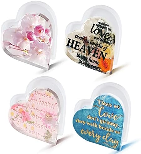 Bubuny Resin Moulds Heart 4 Pieces Sign Molds Heart Memorial Epoxy ...