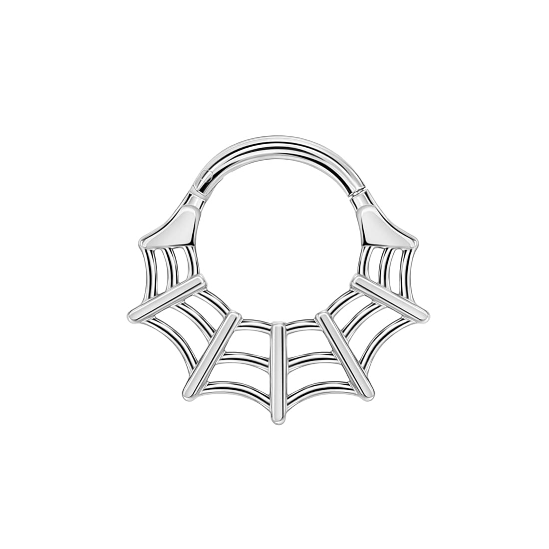 Snapklik.com : Halloween Cobweb Silver Septum Ring 16g 8mm Surgical ...